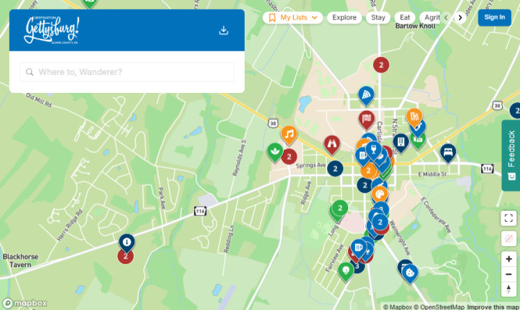 Gettysburg Attractions Map | Destination Gettysburg